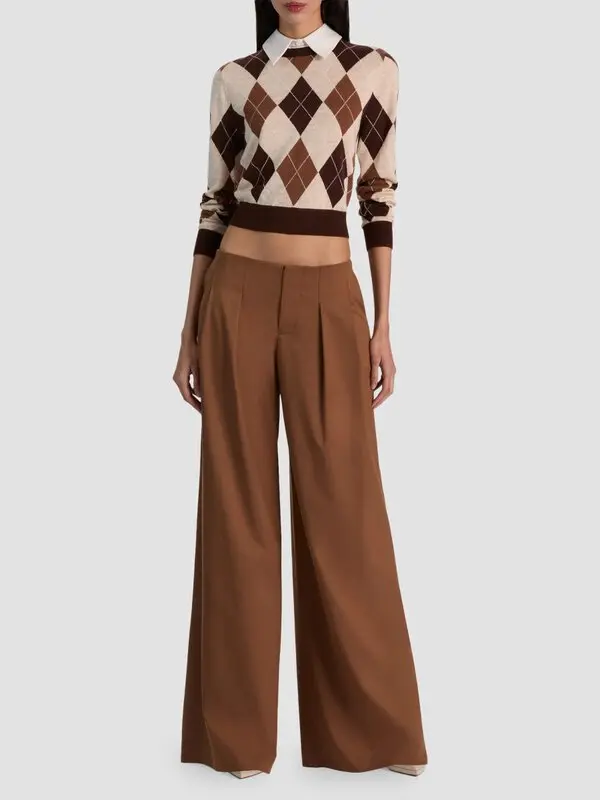 Alice + Olivia Carolann Argyle Wool Pullover Sweater