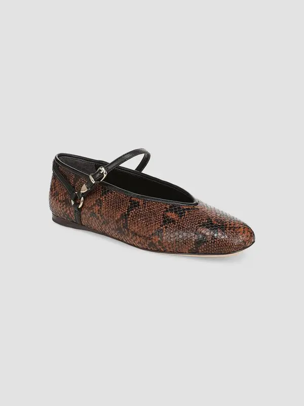 FAVORITE DAUGHTER Max Snake-embossed Leather Mary Jane Ballet Flats