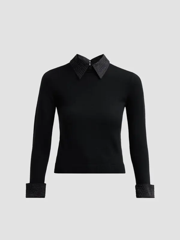 Alice + Olivia Porla Embellished Collared Sweater