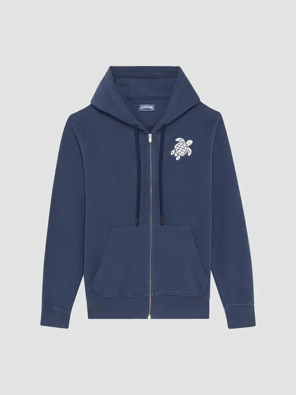 Vilebrequin Big Turtle Embroidery Cotton Full-zip Hoodie