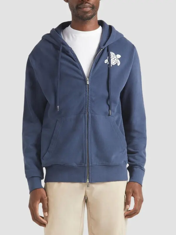 Vilebrequin Big Turtle Embroidery Cotton Full-zip Hoodie