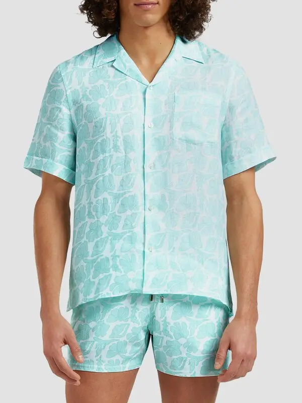 Vilebrequin Seashells Linen Bowling Shirt