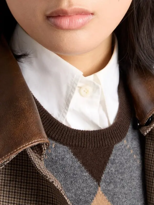 Prada Short-sleeved Argyle Cashmere Sweater