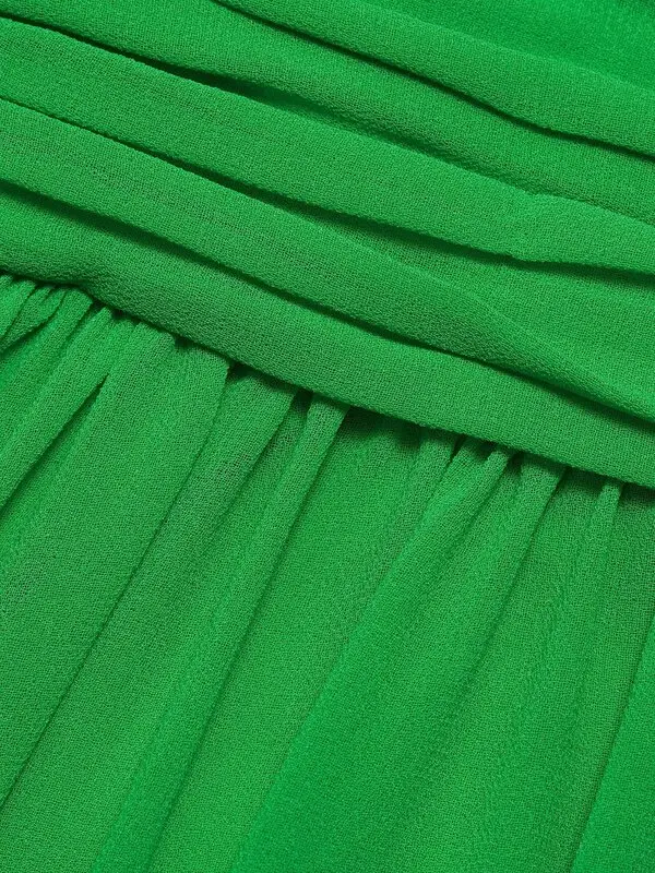Badgley Mischka Gathered Strapless Scarf-neck Gown