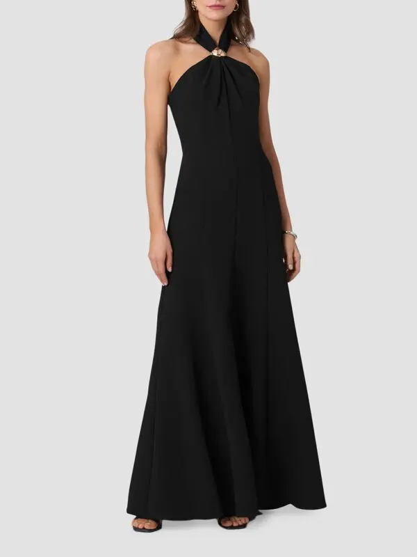 Shoshanna Scottie Crêpe Hardware Halter Maxi Dress
