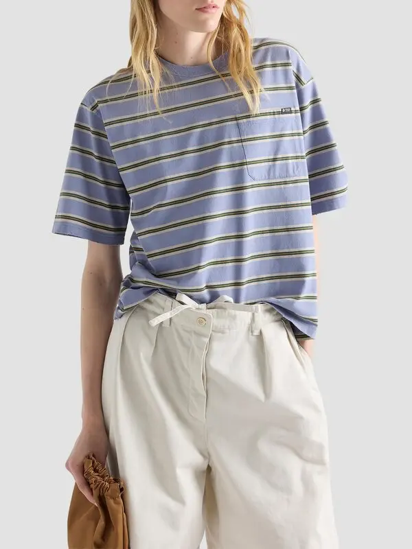Prada Striped Cotton Jersey T-shirt - Blue