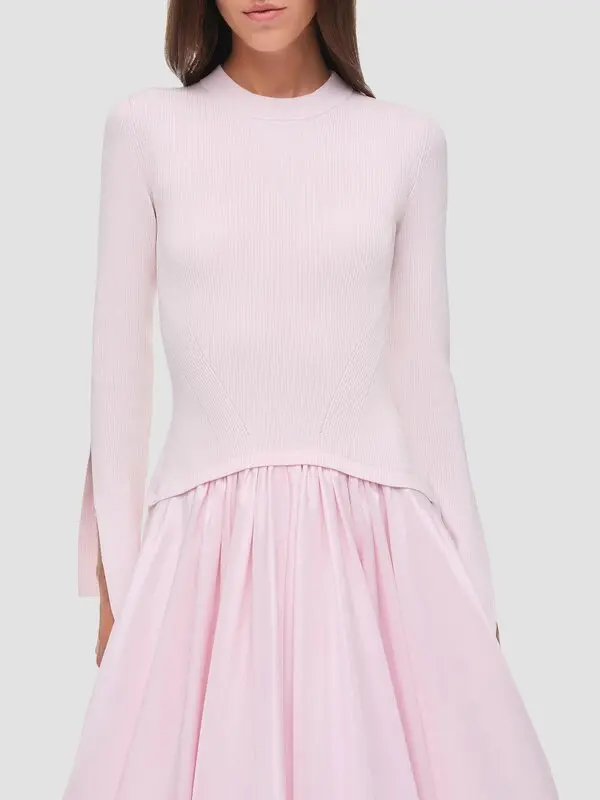 Simkhai Kenlie Mixed-media Midi-dress - Blush