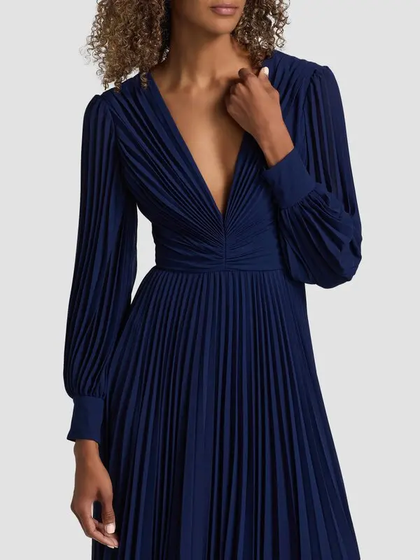 Badgley Mischka Sunburst Pleated A-line Gown