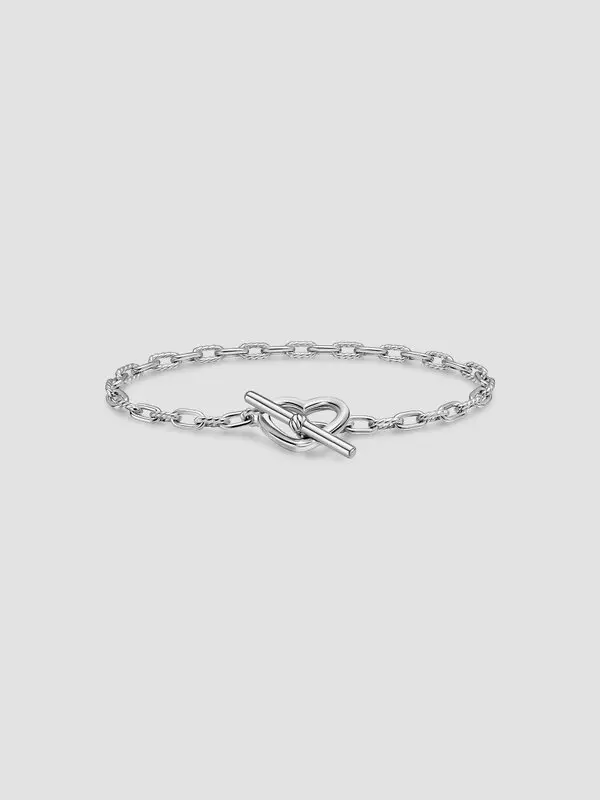 David Yurman Dy Madison Heart Toggle Chain Bracelet In Sterling 3mm - Silver