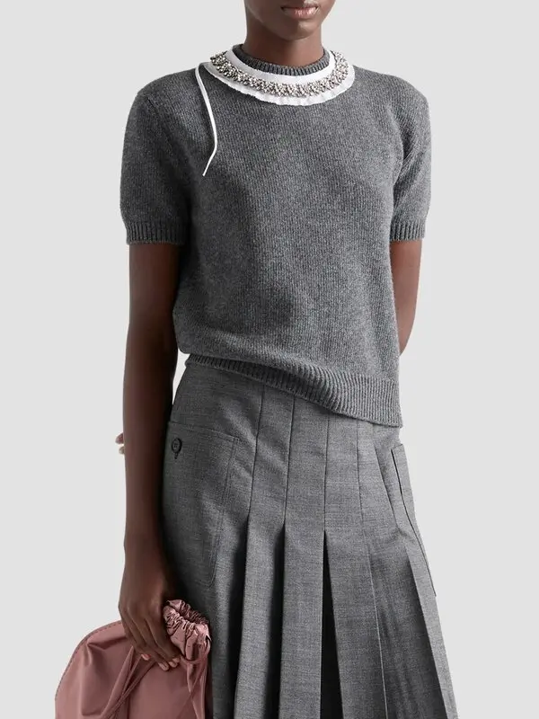 Prada Short-sleeved Wool And Cashmere Sweater