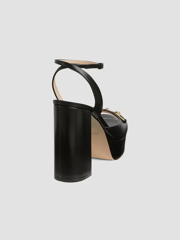 Gucci 115mm Horsebit Leather Platform Sandals