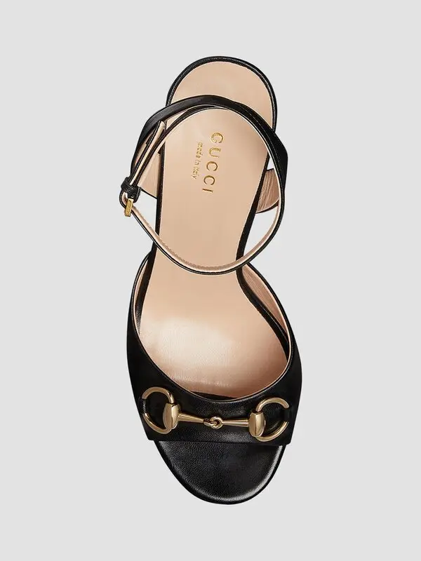 Gucci 115mm Horsebit Leather Platform Sandals
