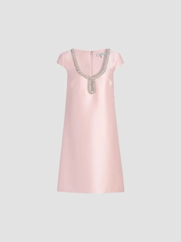 Badgley Mischka Mikado Embellished Neck Cocktail Dress