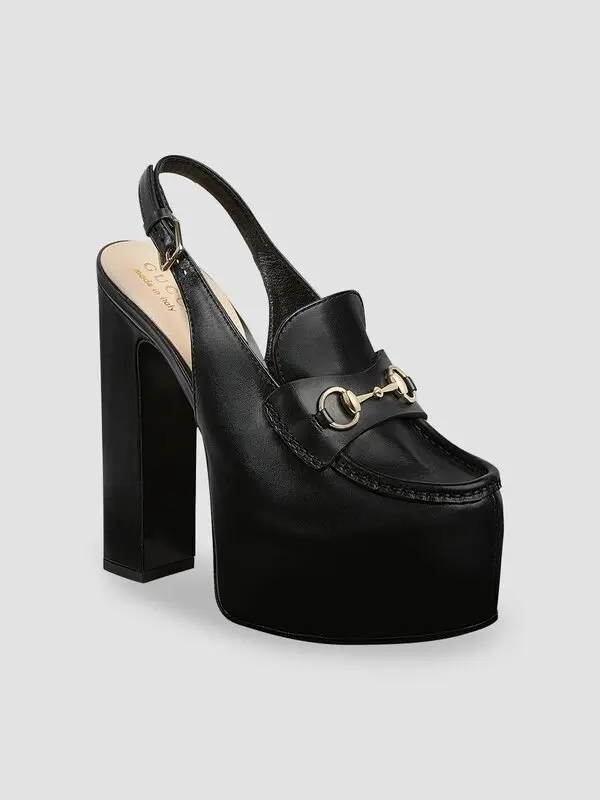 Gucci Horsebit Loafer 145mm Platform Slingback Pumps