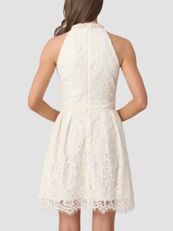 Shoshanna Cooper Lace Embellished-neck Mini Dress
