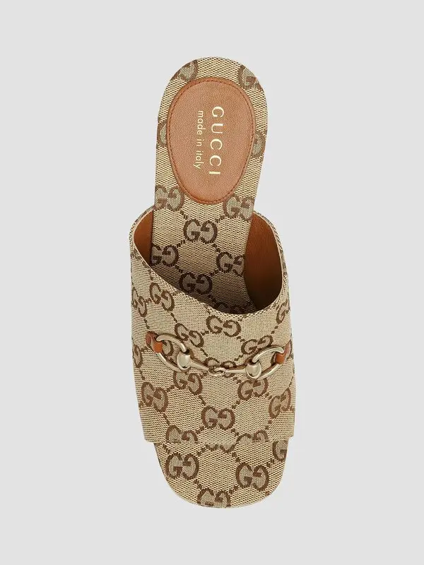 Gucci Car Canvas Slip-on Platform Sandals