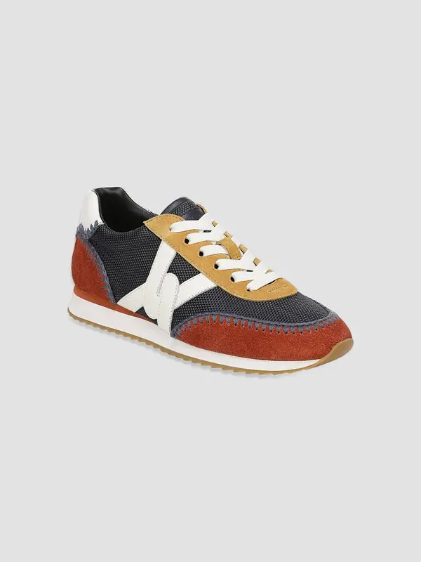 Veronica Beard Penrose 25mm Whipstitch Colorblocked Sneakers - Navy Rust