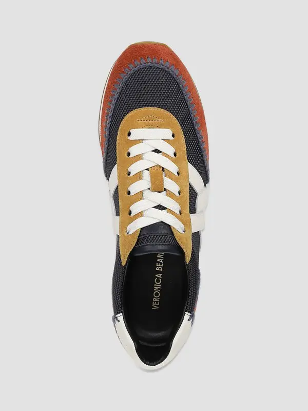 Veronica Beard Penrose 25mm Whipstitch Colorblocked Sneakers - Navy Rust