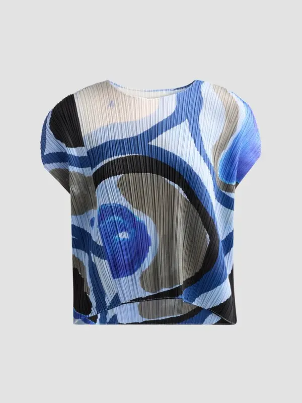 Issey Miyake Roll Printed Pleated Top
