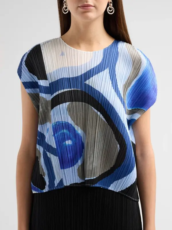 Issey Miyake Roll Printed Pleated Top