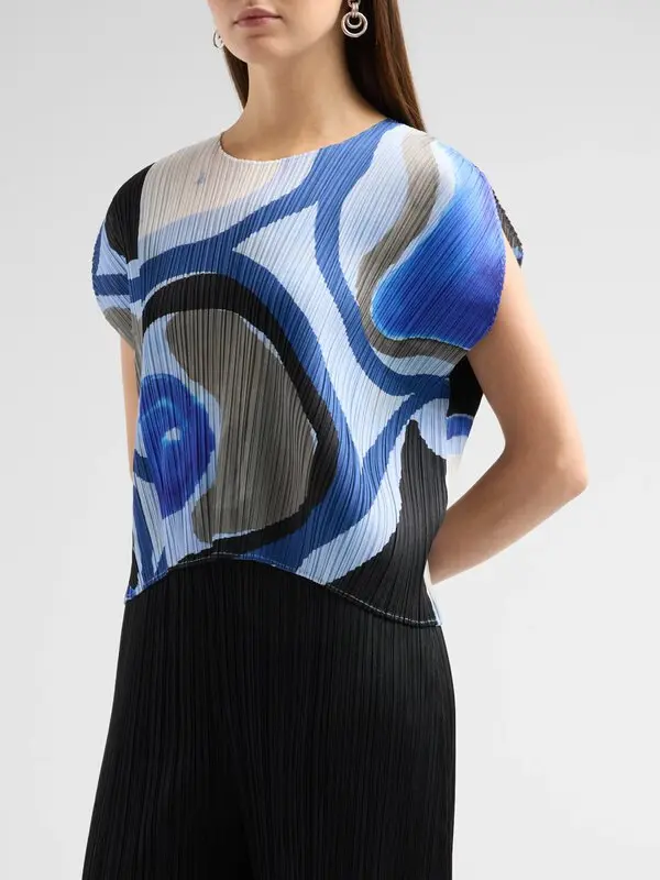 Issey Miyake Roll Printed Pleated Top