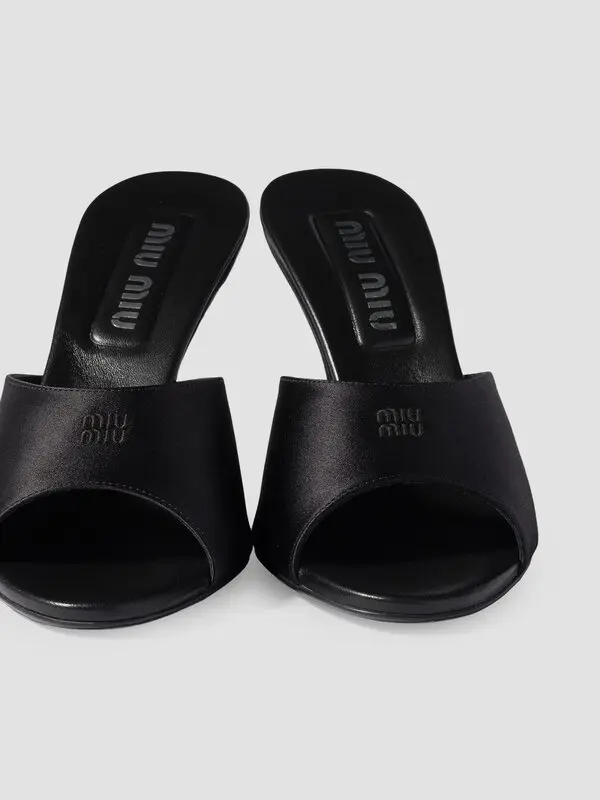 Miu Miu Satin Sandals - Black