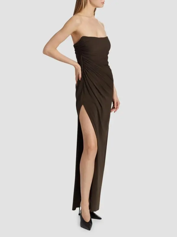 Halston Patrice Matte Jersey Draped Dress