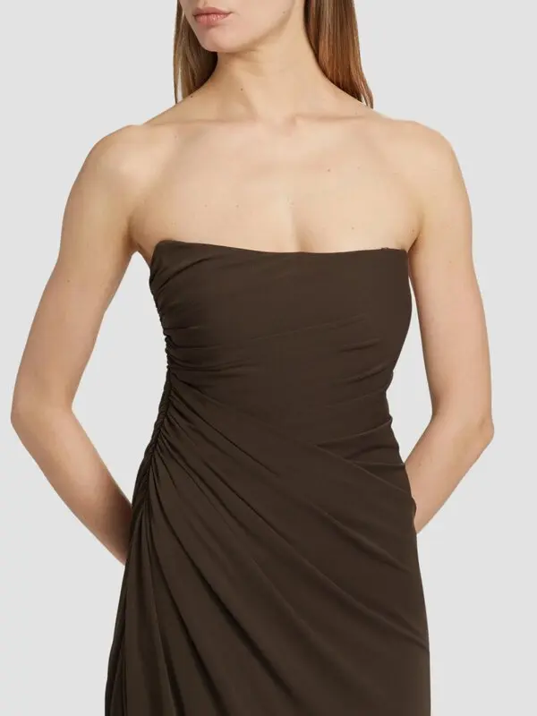 Halston Patrice Matte Jersey Draped Dress