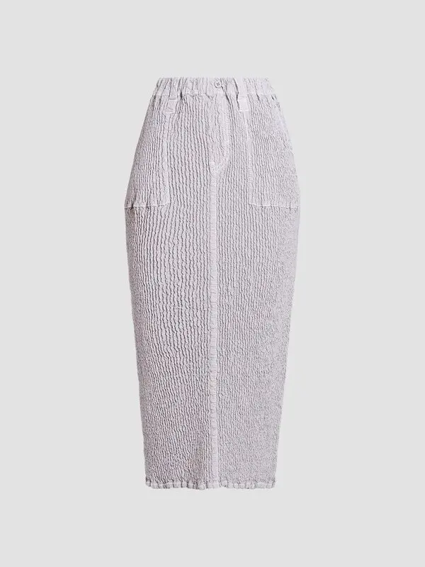 Issey Miyake Wavelet Ensemble Textured Pencil Midi Skirt - Light Gray