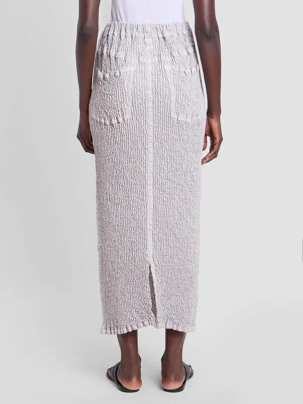 Issey Miyake Wavelet Ensemble Textured Pencil Midi Skirt - Light Gray