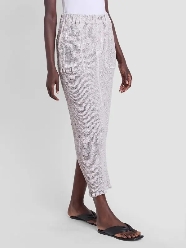 Issey Miyake Wavelet Ensemble Textured Pencil Midi Skirt - Light Gray