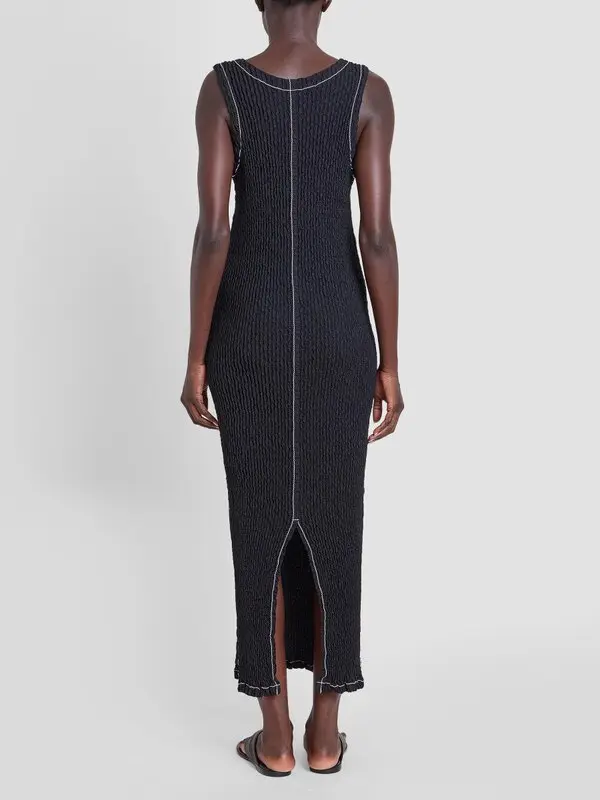 Issey Miyake Wavelet Ensemble Textured Sheath Maxi Dress - Black