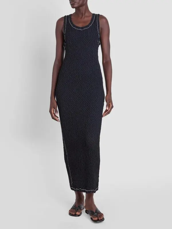 Issey Miyake Wavelet Ensemble Textured Sheath Maxi Dress - Black