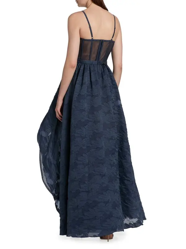 Bcbgmaxazria Organza High-low Gown - Navy