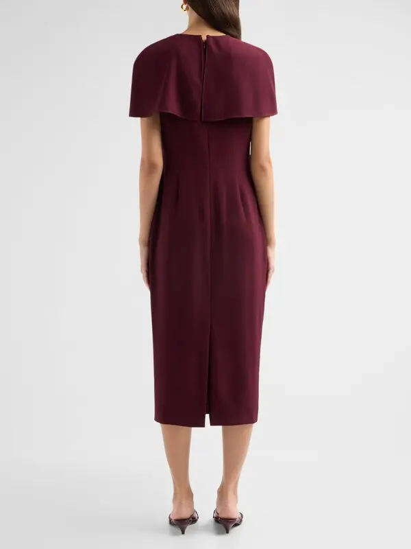 Badgley Mischka Knotted Cape-sleeve Cocktail Dress