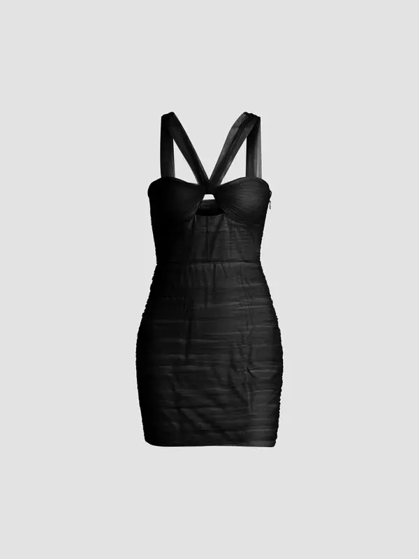 Bcbgmaxazria Tulle Halterneck Minidress