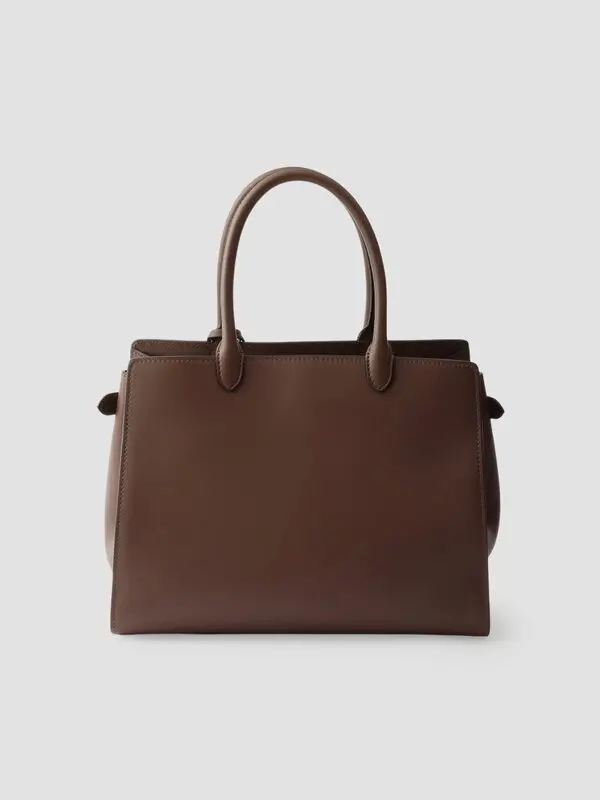 Prada Prelude Large Leather Top Handle Bag - Brown