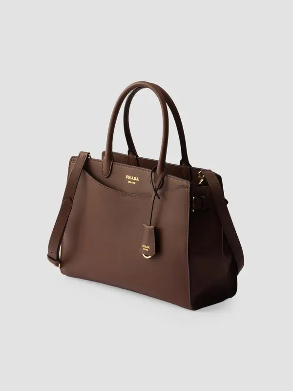 Prada Prelude Large Leather Top Handle Bag - Brown