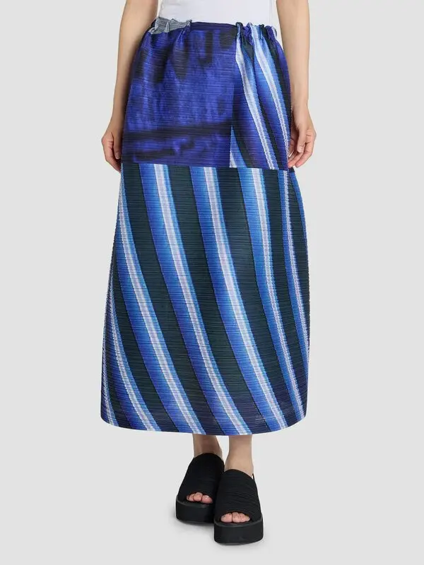 Issey Miyake City Collage Plissé Midi-skirt