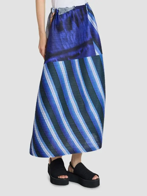 Issey Miyake City Collage Plissé Midi-skirt