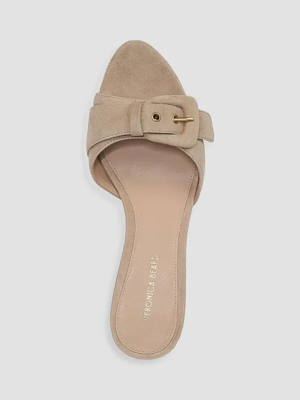Veronica Beard Tia 65mm Buckled Suede Slip-on Sandals - Sand
