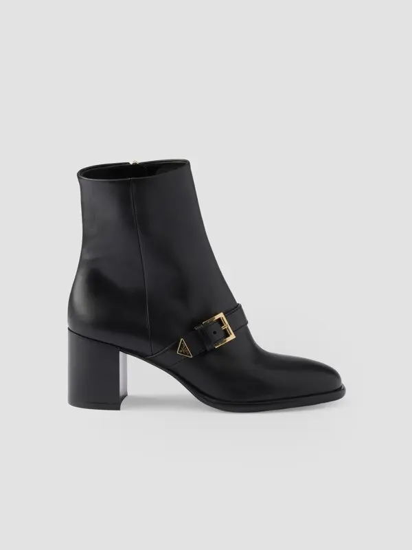 Prada Leather Booties - Black