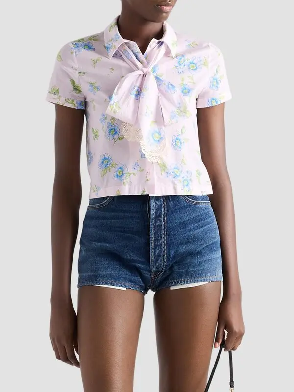 Prada Floral Print Batiste Shirt