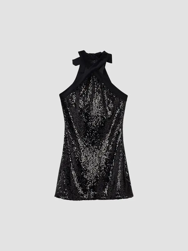 Simkhai Isla Sequined Halter Minidress