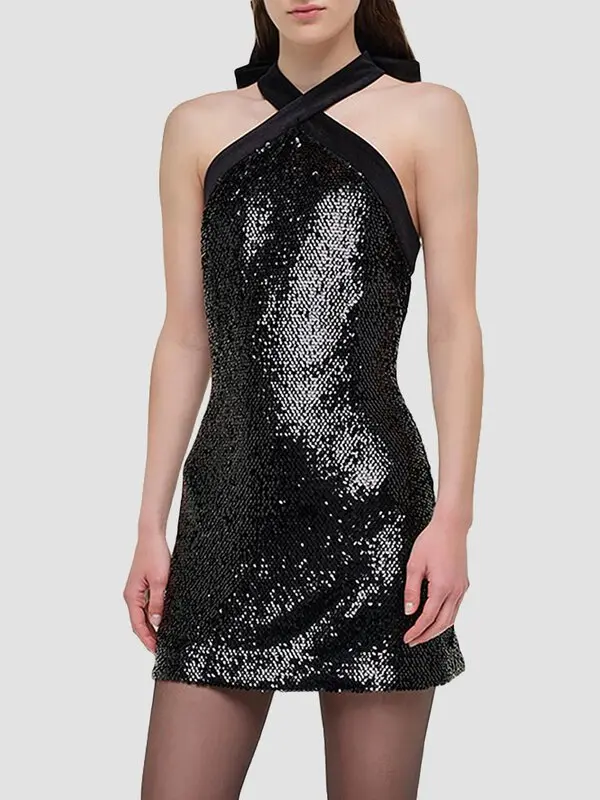 Simkhai Isla Sequined Halter Minidress