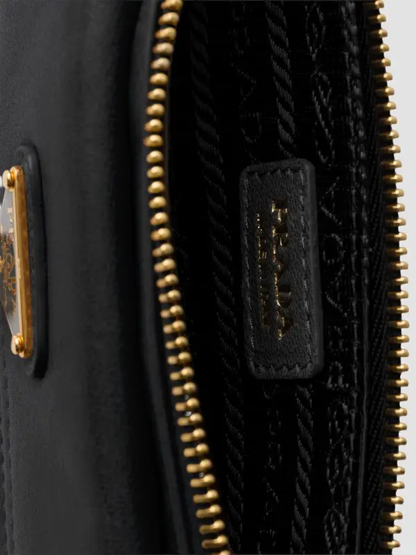 Prada Nappa Leather Wallet With Shoulder Strap - Black