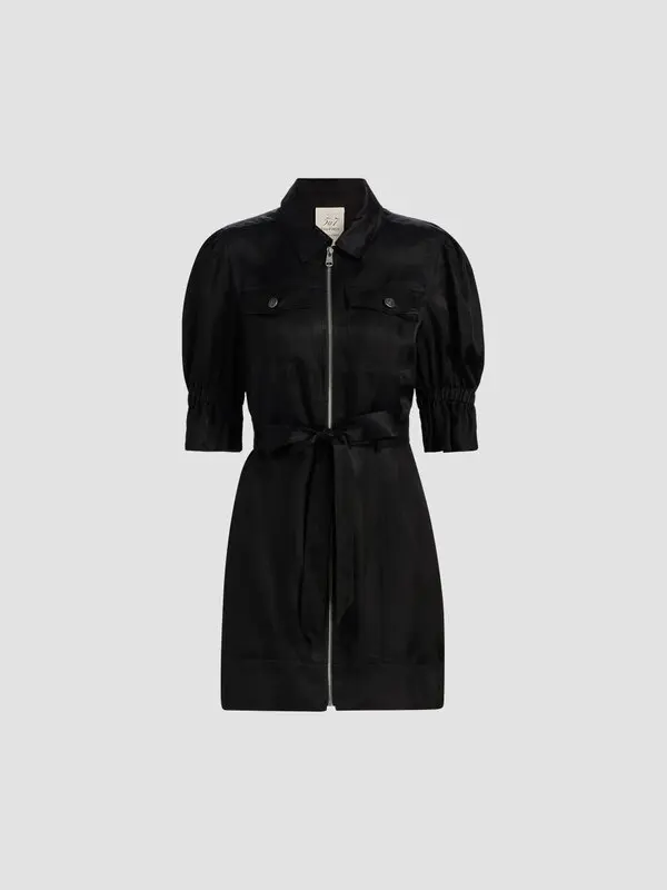 Cinq À Sept Holly Satin Puff-sleeve Minidress - Black