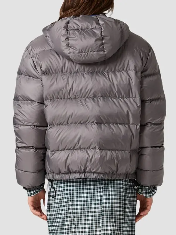 Miu Miu Light Pongé Down Hoodie Jacket - Grey