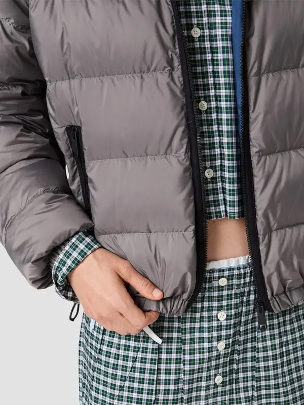 Miu Miu Light Pongé Down Hoodie Jacket - Grey