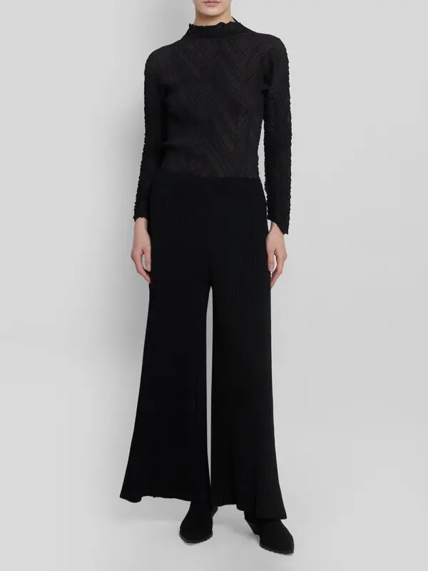 Issey Miyake Hatching Pleated Wide-leg Pants